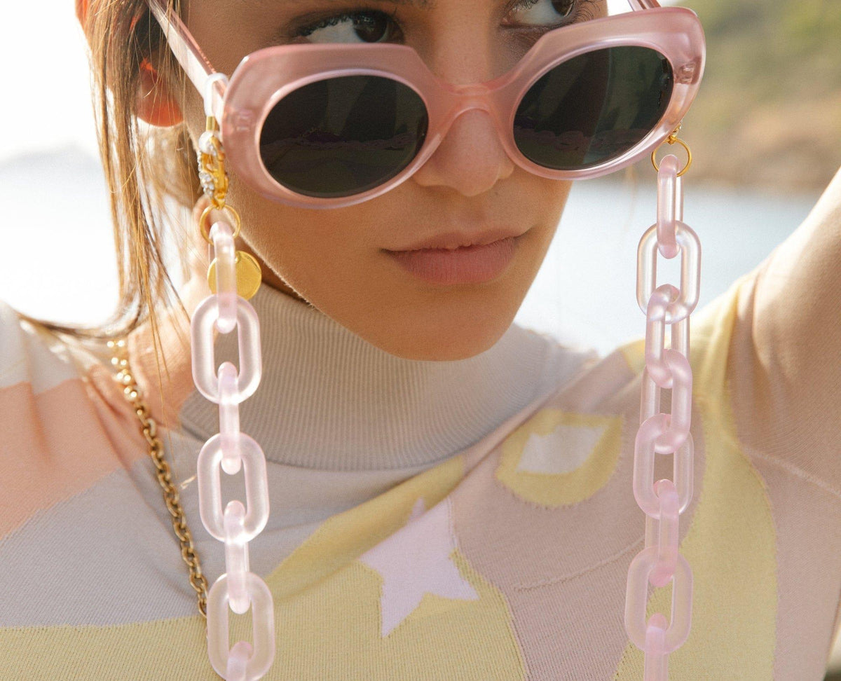 Accessoires femme| Chaîne de lunettes Givrée Rose | CARLOTTI | CARLOTTI